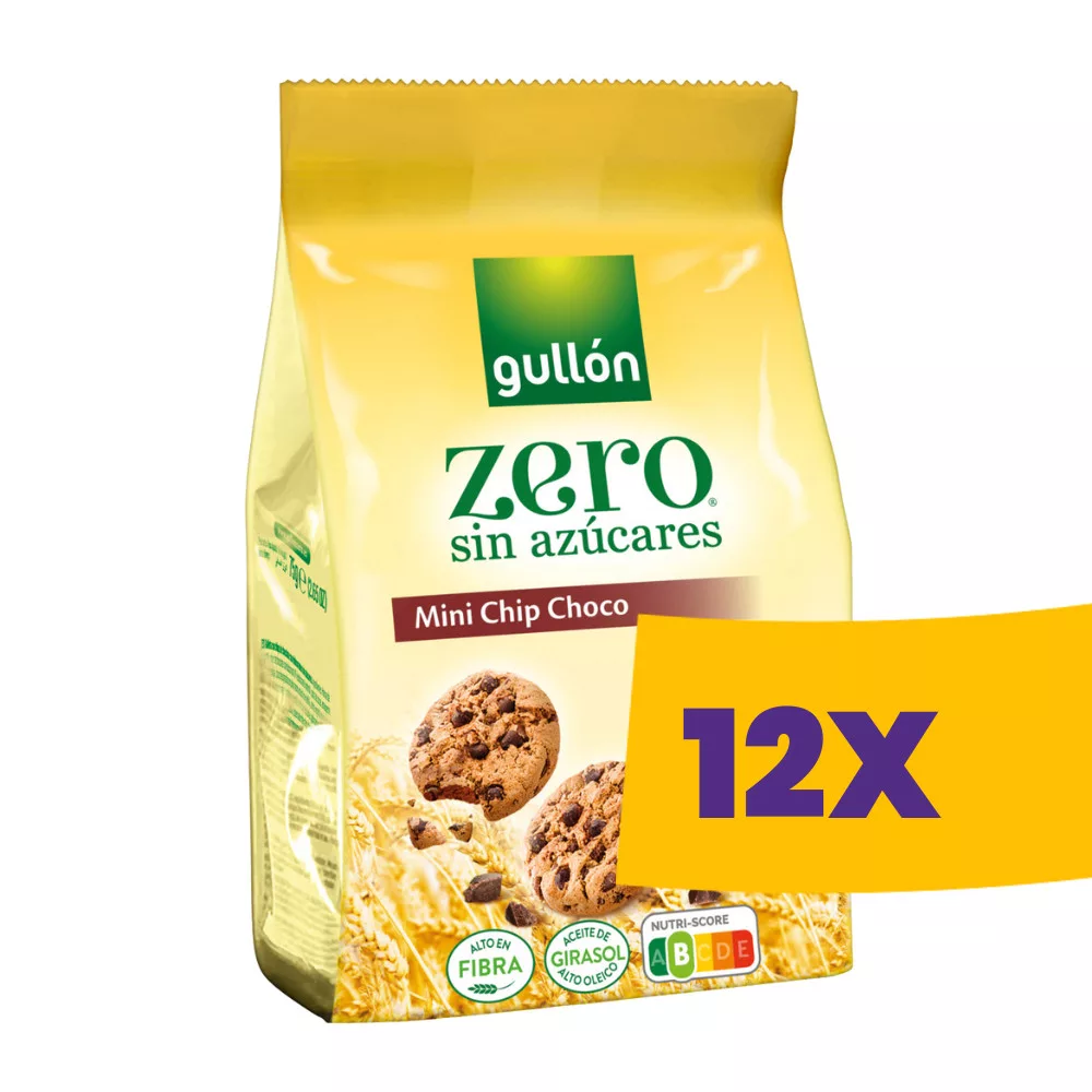 Gullón Mini Choc Chip cukormentes keksz 75g (Karton - 12 db)